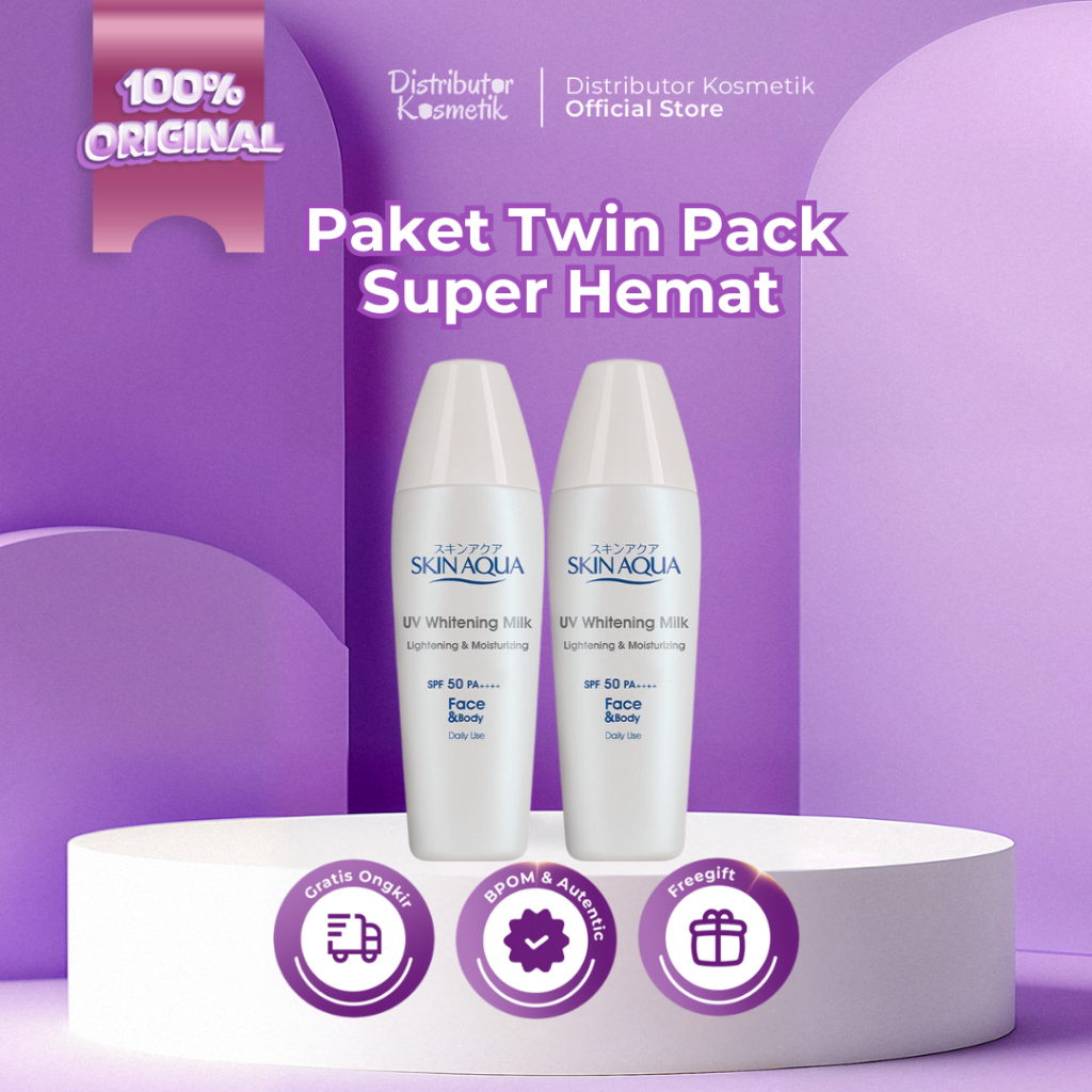 Jual [ AGEN RESMI ] ( TWIN PACK ) SKIN AQUA UV Sunscreen Whitening Milk ...