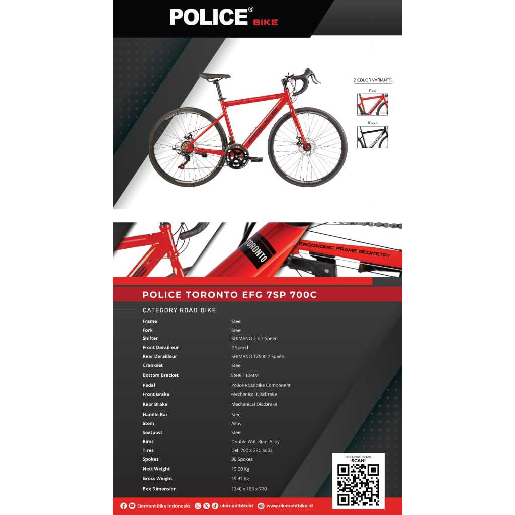 Jual Sepeda Balap Element RoadBike Police Toronto EFG 700C 7 Speed | Shopee Indonesia