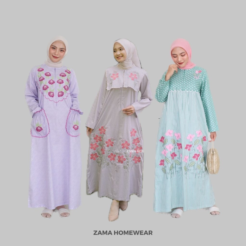 Jual ZAMA | Daster Panjang Model A Bordir Khas Malang | Shopee Indonesia