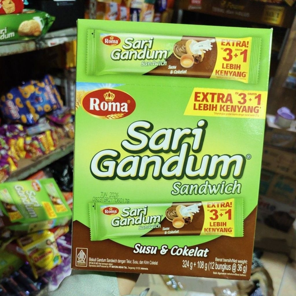 Jual Roma sari gandum cokelat isi 12bungkus @36g | Shopee Indonesia