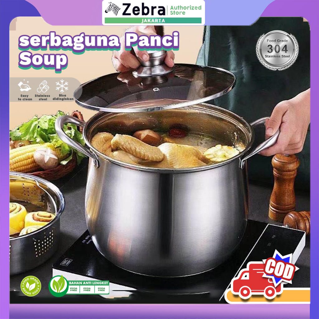 Jual 【COD】Zebra Panci Tinggi Stokpot Stainless Steel Tebal Panci steam ...