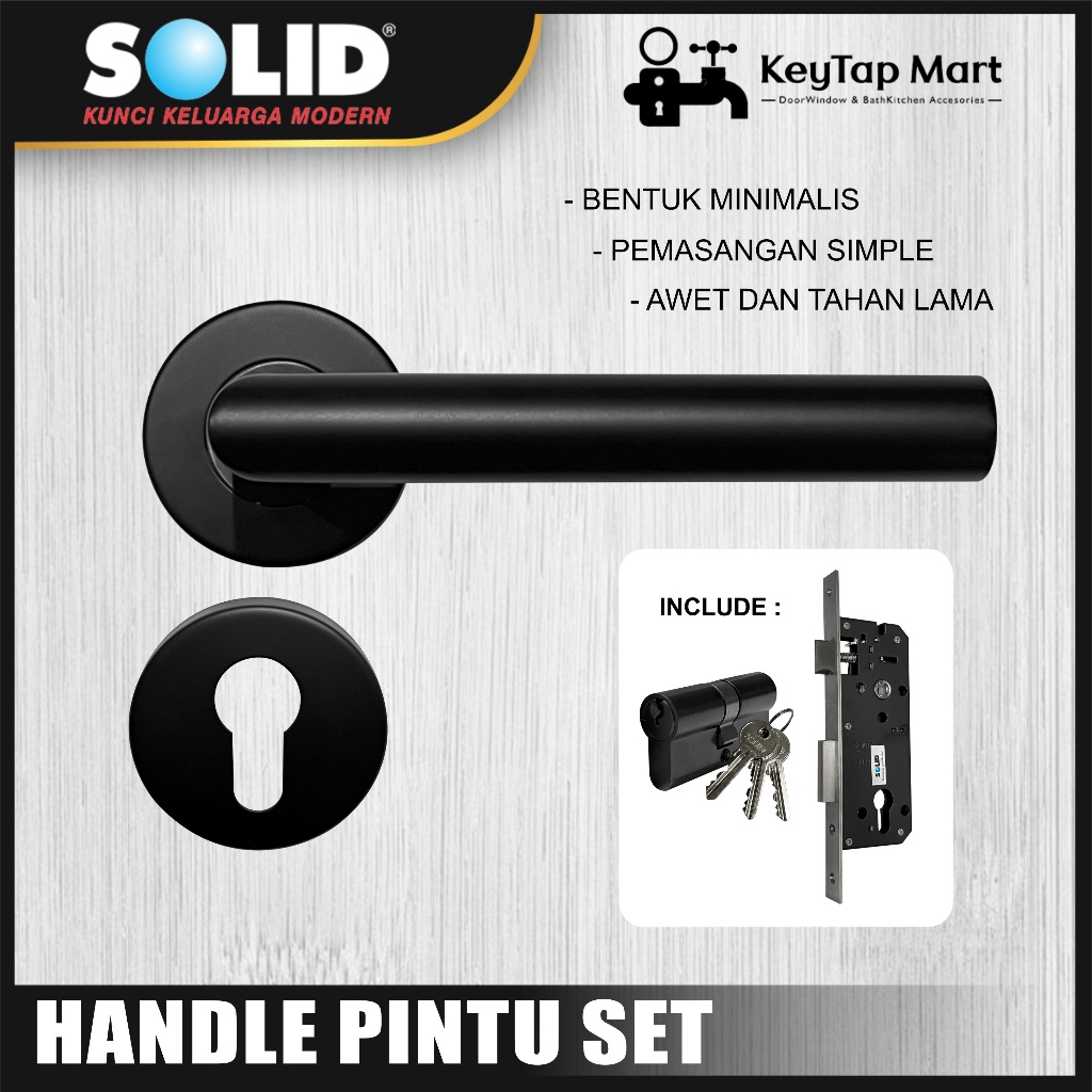 Jual Handle Pintu Set SOLID SLD 61.41 BK+LC SS+DC BK Gagang Pintu ...
