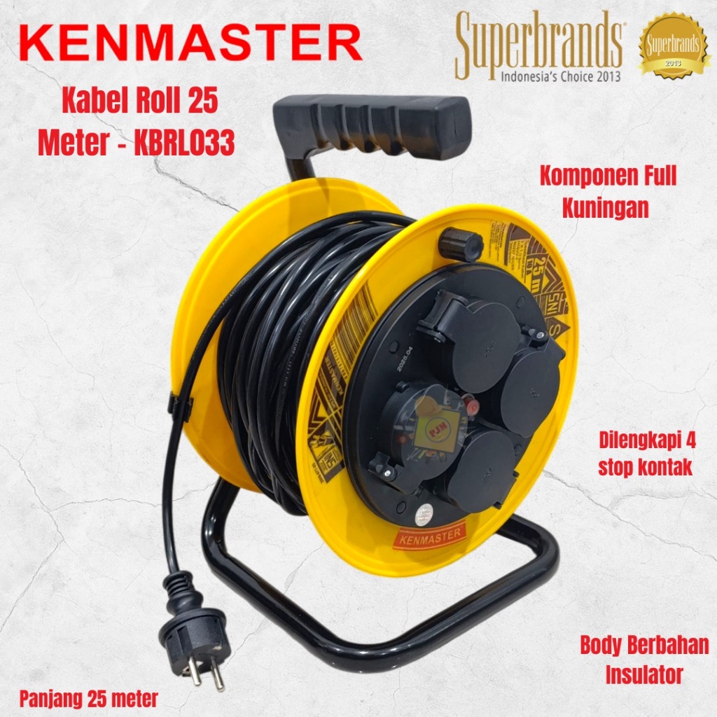 Jual Kenmaster Kabel Roll Gulung 25 Meter 4 Colokan Komponen Full ...