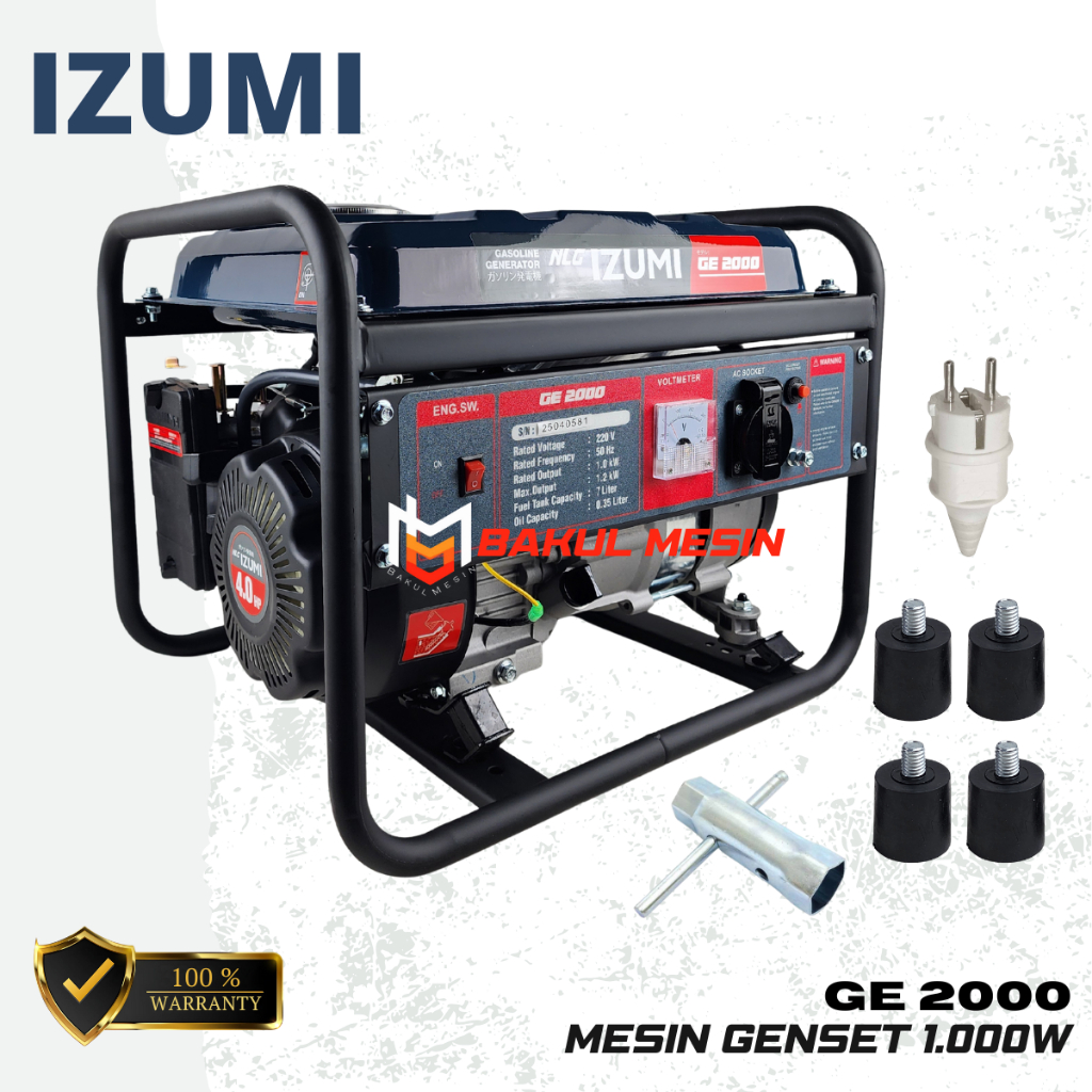 Jual IZUMI GE2000 Mesin Genset Listrik 1000 watt Genset Bensin Generator Listrik GE 2000 ...
