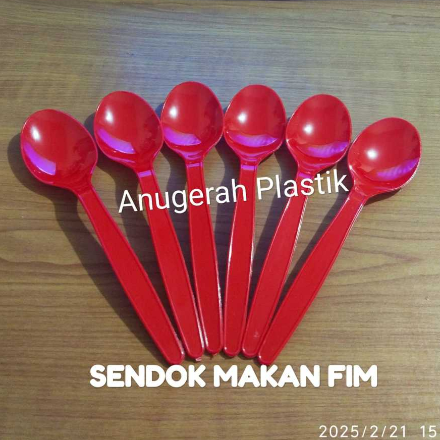 Jual SENDOK MAKAN PLASTIK WARNA MERAH MEREK FIM HARGA 1 PACK ISI 25 PCS ...