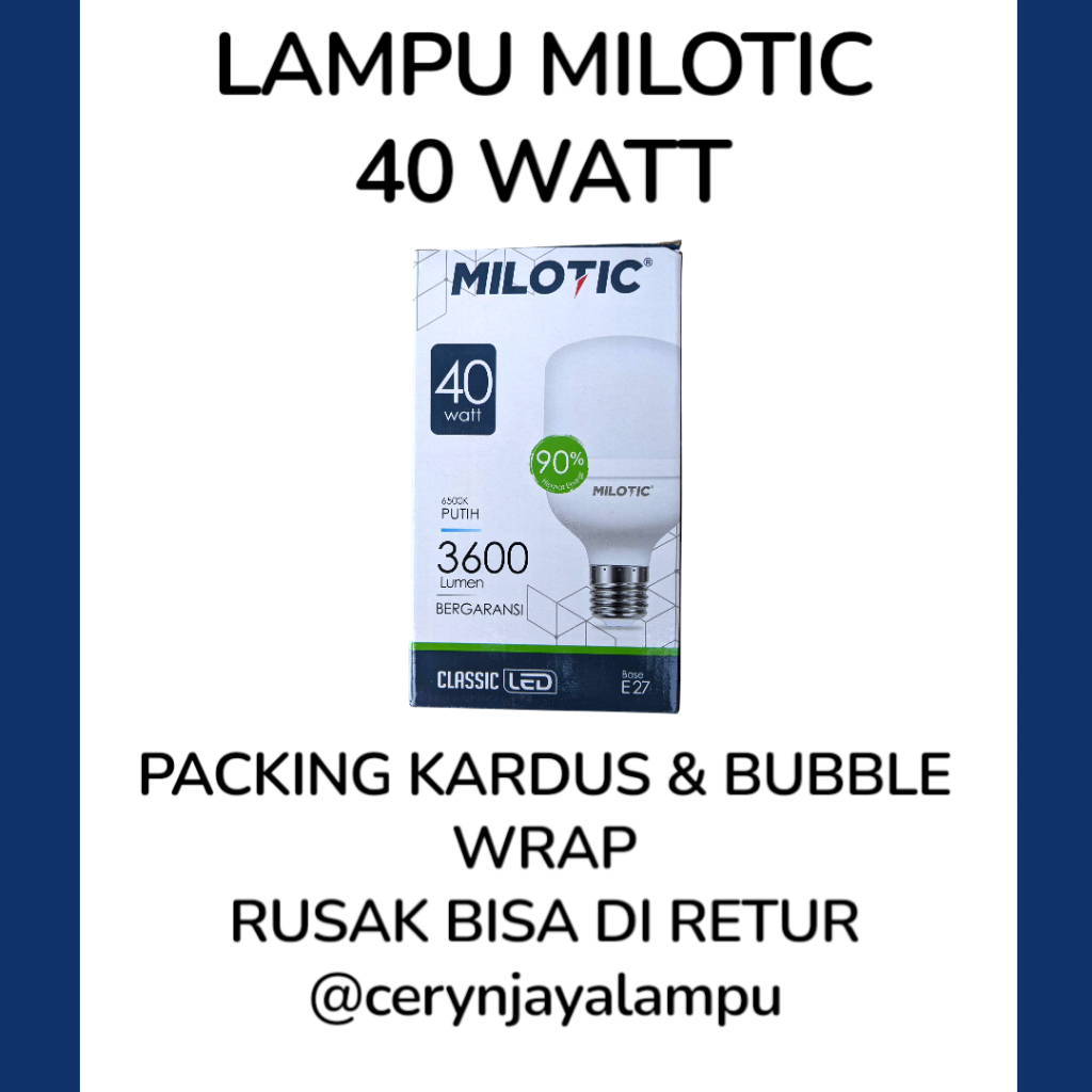 Jual Lampu LED Milotic 40W – T-Bulb Putih Sejuk untuk Masjid, Aula ...