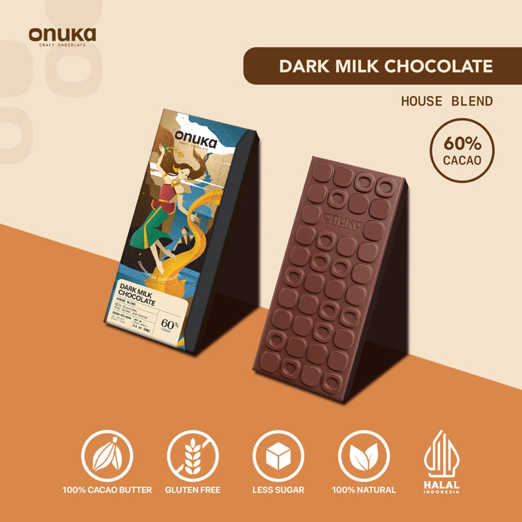 Jual Onuka 60% Dark Milk Chocolate / Coklat Asli Rendah Gula | Shopee ...