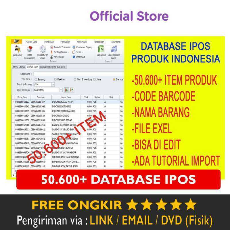 Jual Bundle Database Import 50.600 Item IPOS 4 Data Produk Indonesia Program Kasir Toko IPOS4 ...