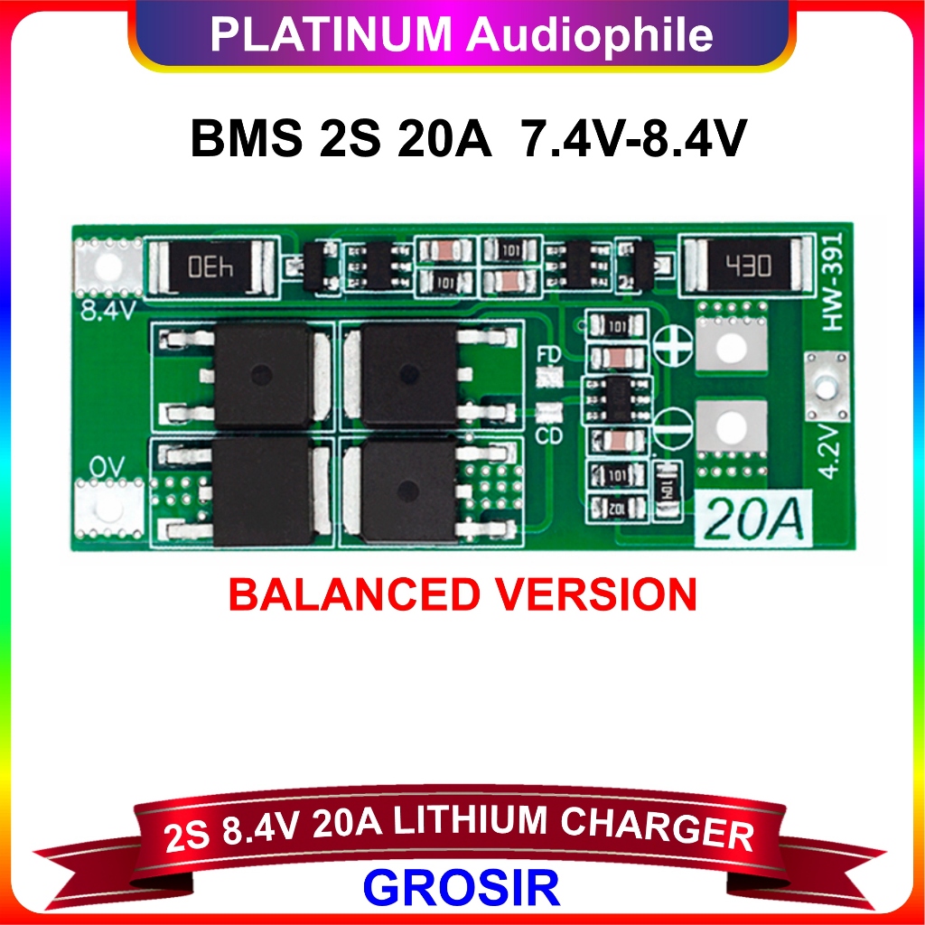 Jual BMS 2S 20A 7.2V-8.4V Lithium Li-ion Baterai Charger Protection ...