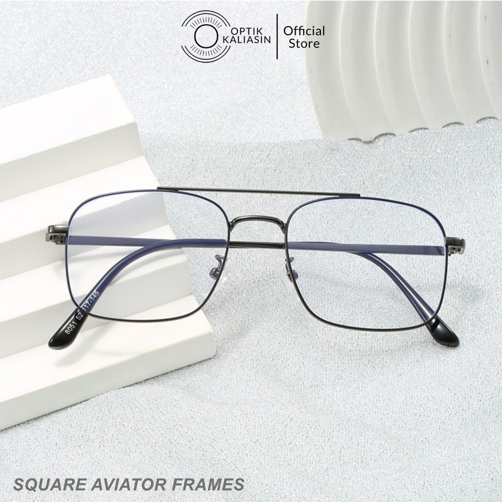 Jual OPTIK KALIASIN - Frame kacamata aviator kotak besi vintage 8051 minus plus anti radiasi ...