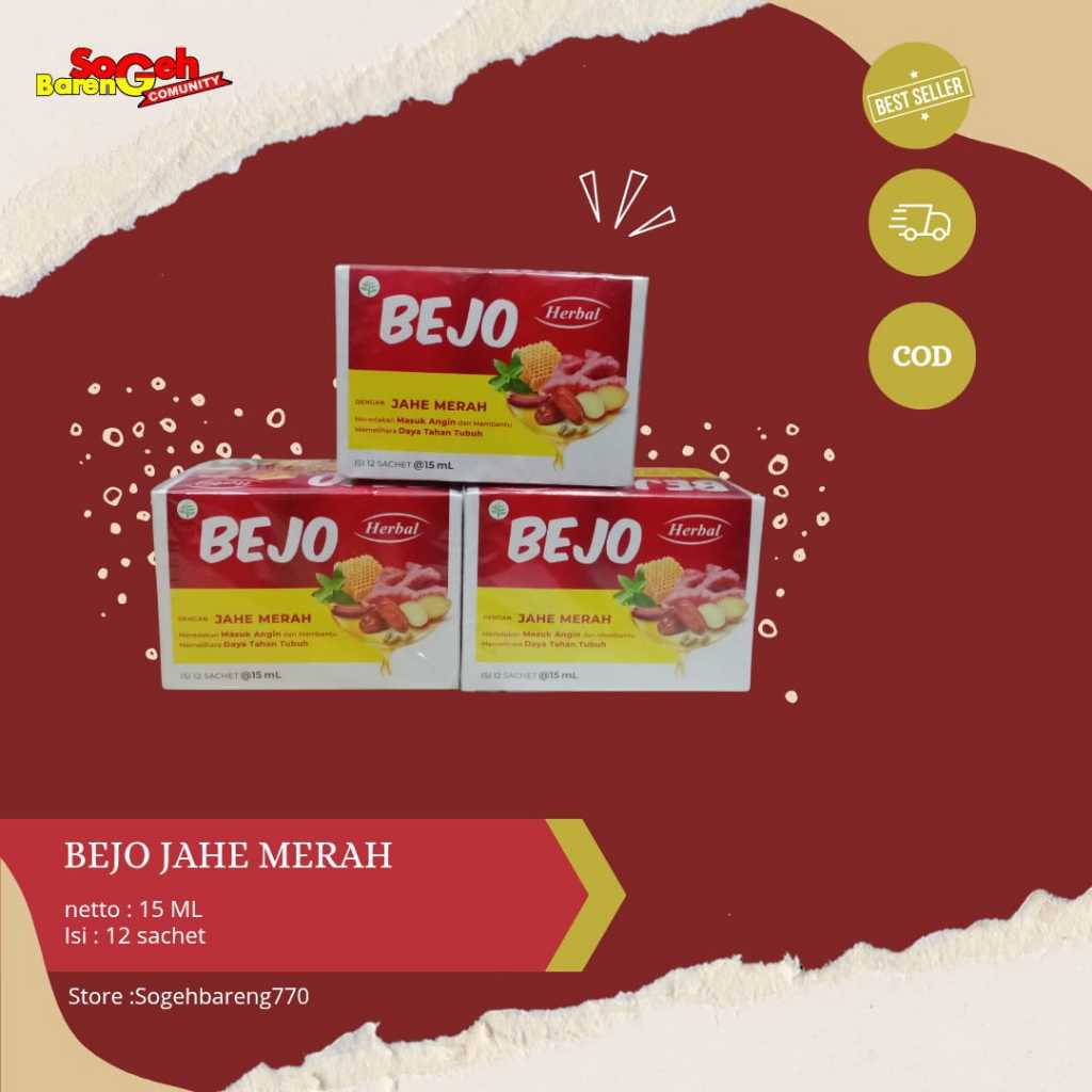 Jual PAKET 3 BEJO JAHE MERAH-PER BOX ISI 12 CUSHET- ISI BERSIH 15 ML ...