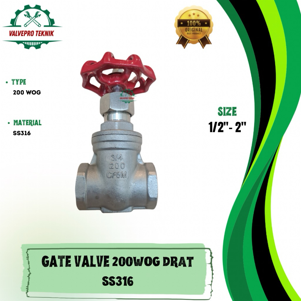Jual GATE VALVE 1 1/4” INCH STAINLESS STEEL 316 / SS316 DRAT ORIGINAL ...