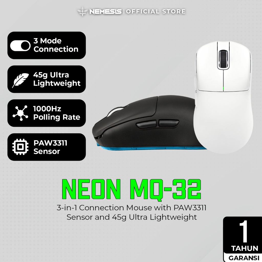 Jual Nemesis Mouse Trimode Wireless 2.4Ghz Lightweight NEON MQ-32 ...