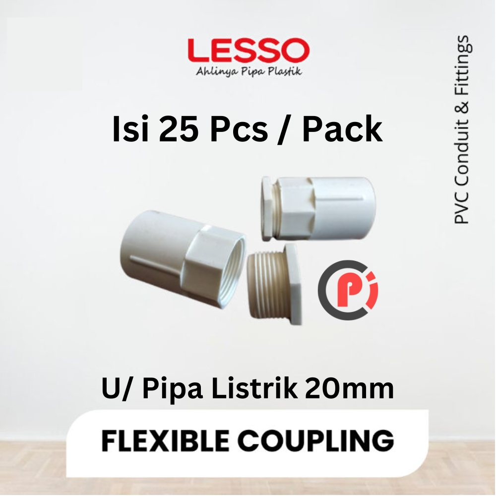 Jual Isi 25 Pcs LESSO Flexible Coupling Conduit 20mm Sock Sok Drat Fitting Pipa Sambungan Ke ...