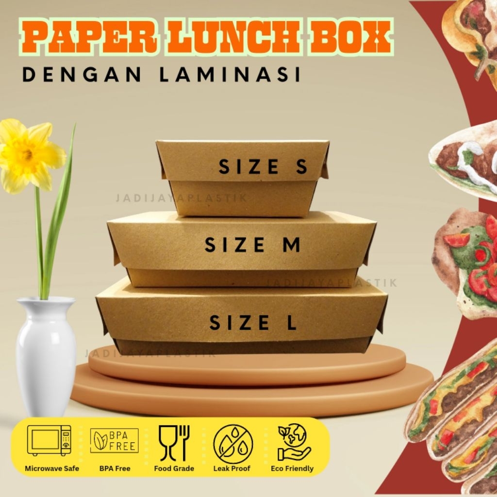 Jual [JJP] paper lunch box kraft coklat / paper lunch box size S ...