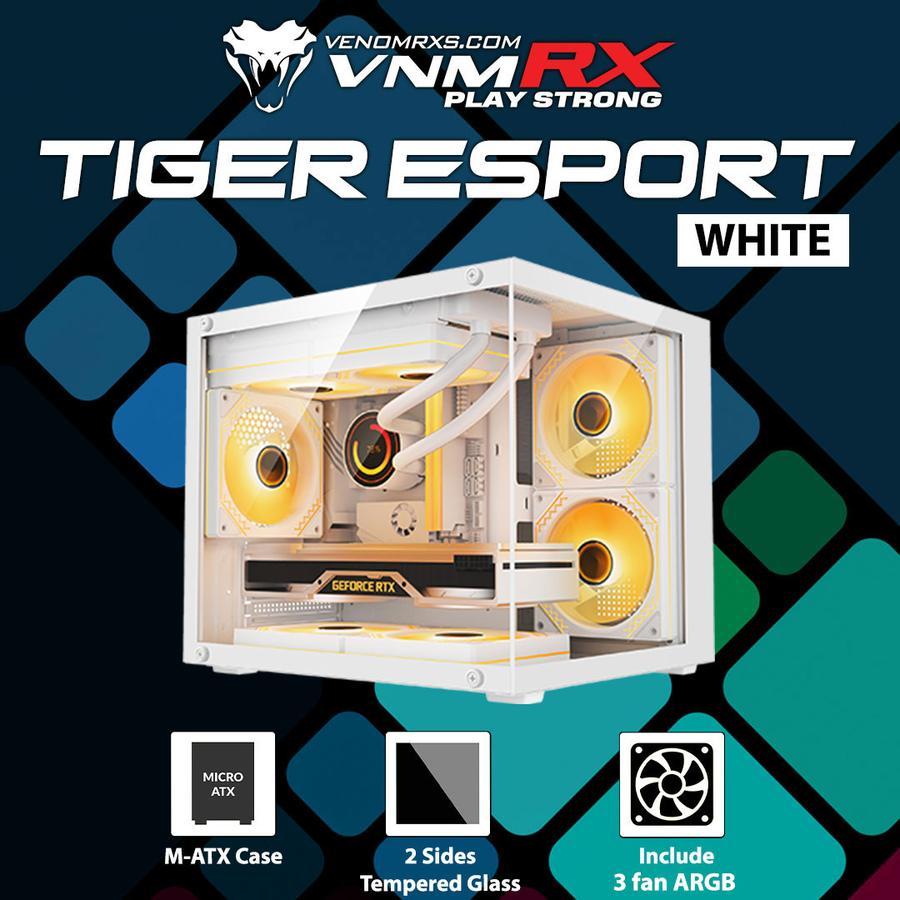 Jual VenomRX Casing PC Tiger Esport White M-ATX With 3x120mm A-RGB Fan ...