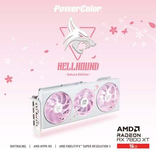 Jual VGA Powercolor Hellhound Sakura Pink AMD Radeon RX 7800 XT 16GB ...