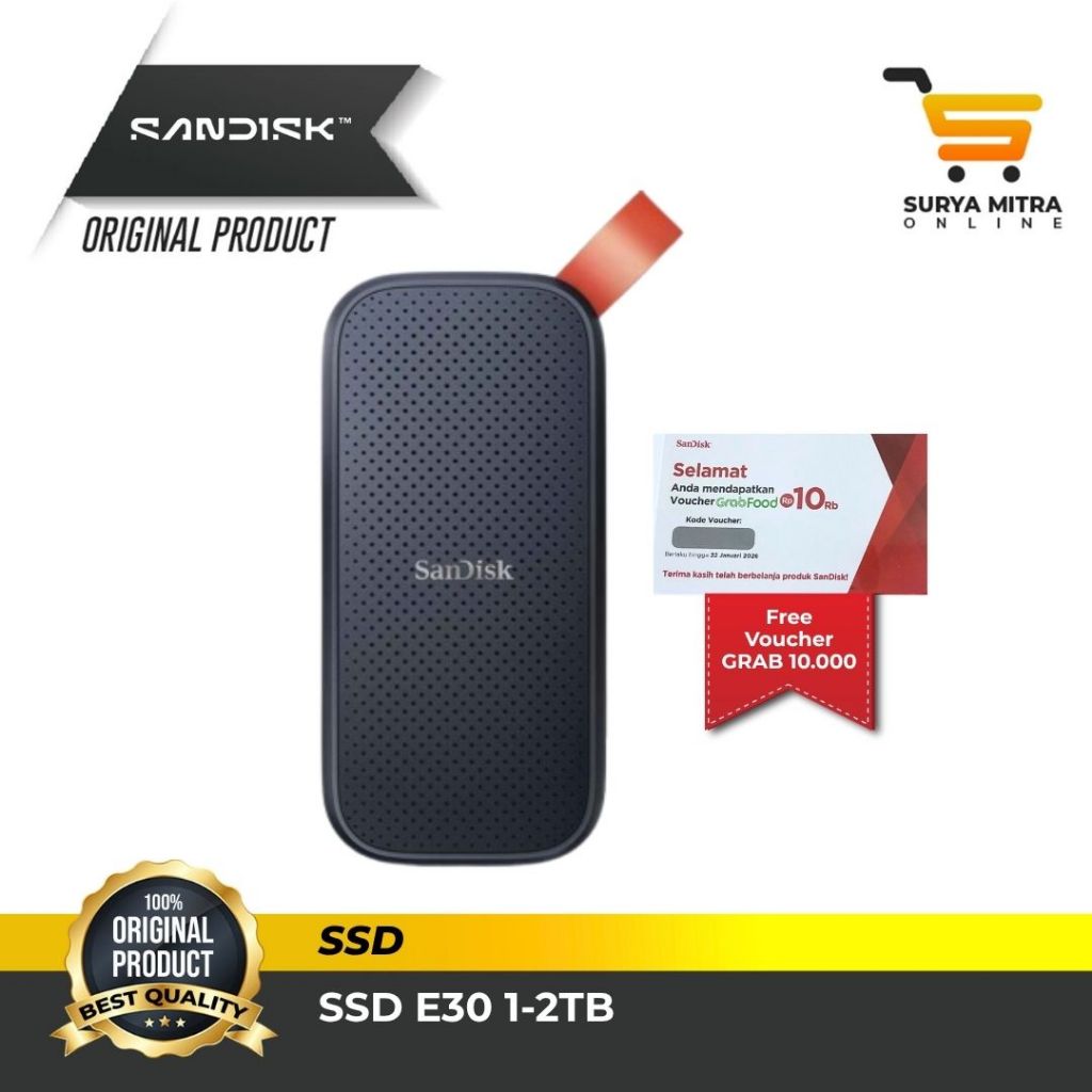 Jual Sandisk E30 SSD External Eksternal Portable Portabel 480GB 1TB 2TB | 480 GB 1 2 TB Sandisk ...