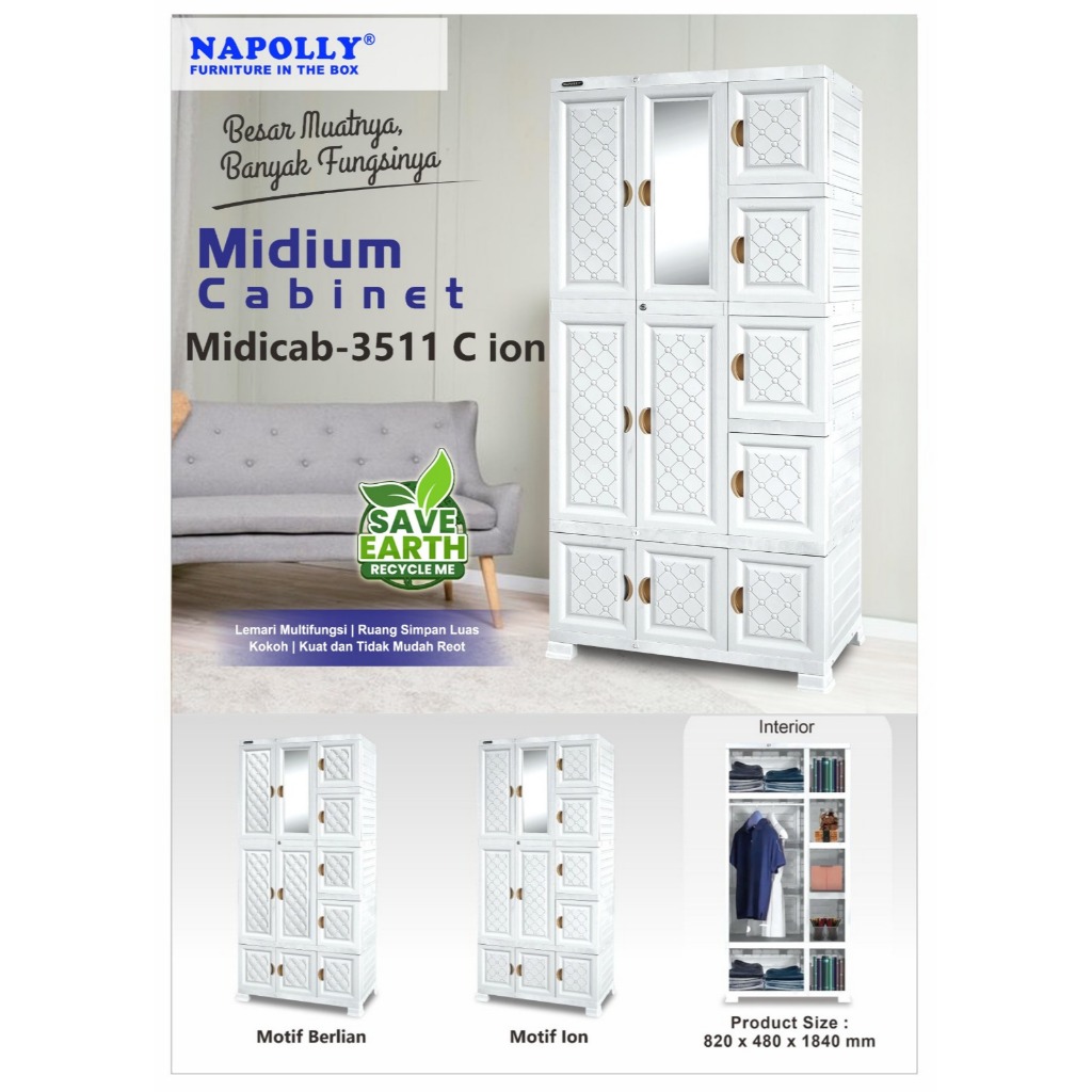 Jual MIDICAB 3511C ION PUMA - Lemari 3P Napolly / Lemari Pakaian ...
