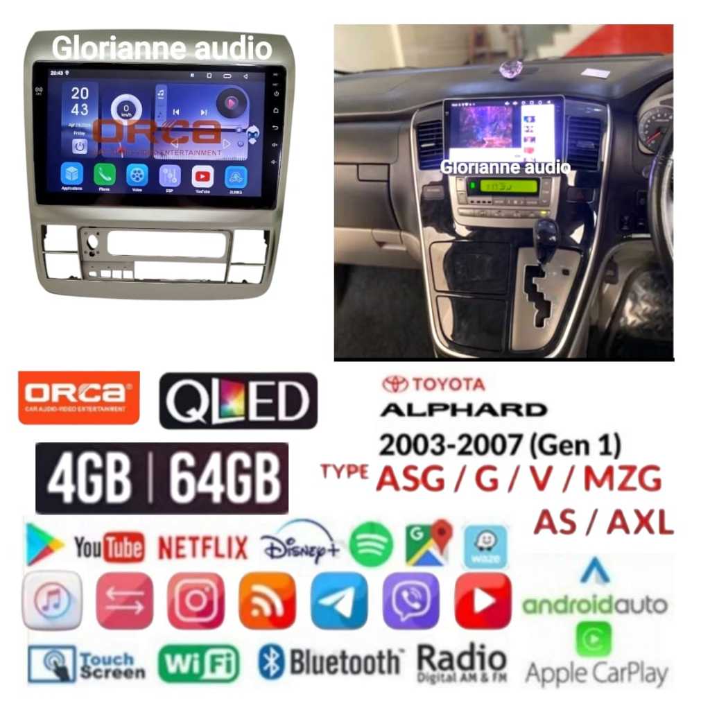 Jual Paket Head Unit Android ORCA RAM 4GB / 64GB + Frame Toyota Alphard ...