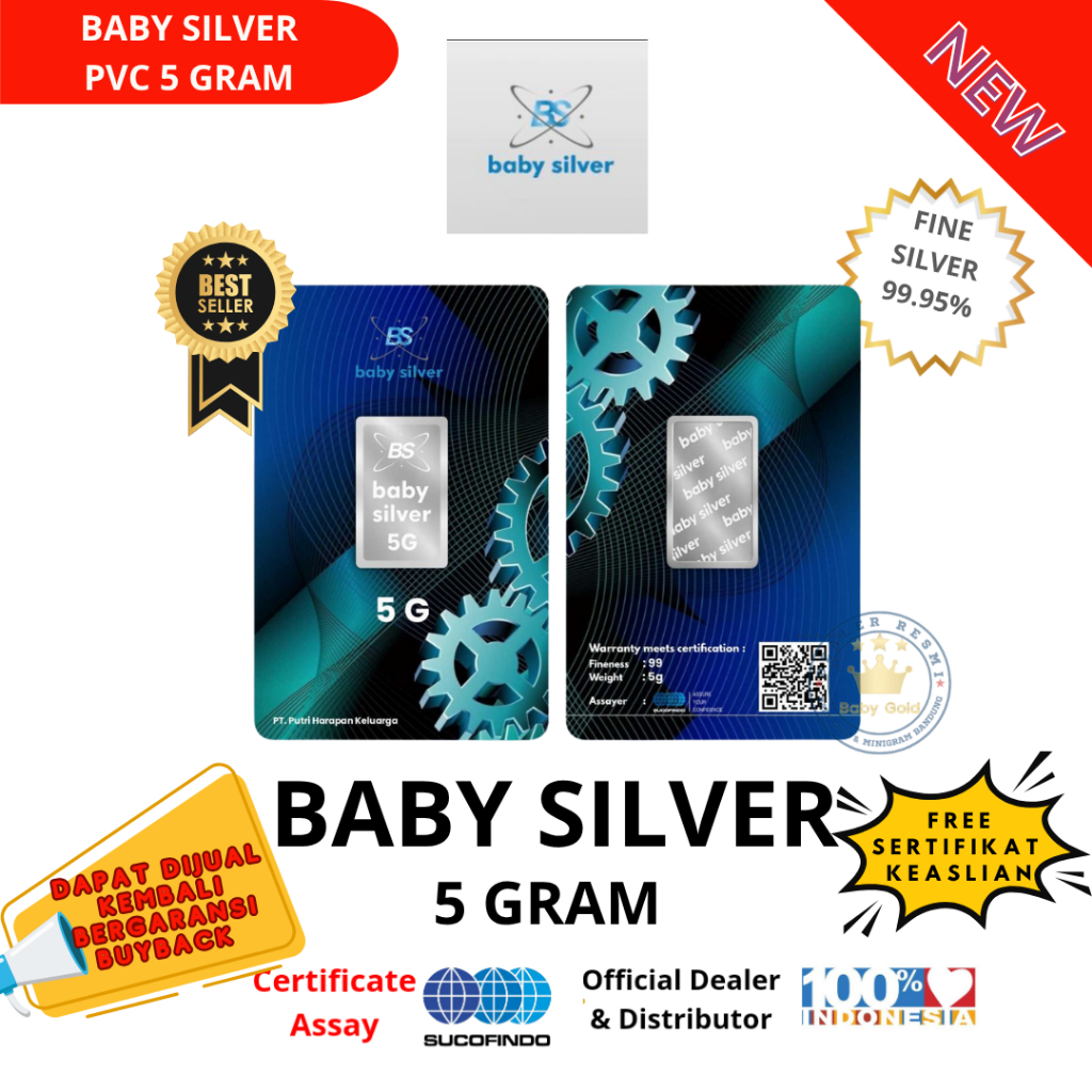 Jual Baby Silver Press PVC 5 Gram Fine Silver Asli Murni Logam Mulia ...