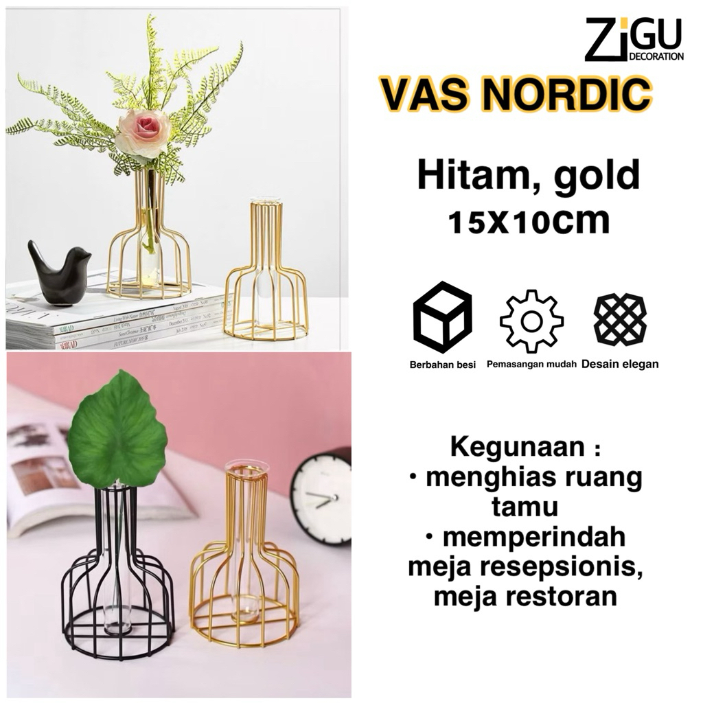 Jual Vas Gold Nordic Gold Vas Bunga Gold Vas Besi Aesthetic Vas Bunga ...