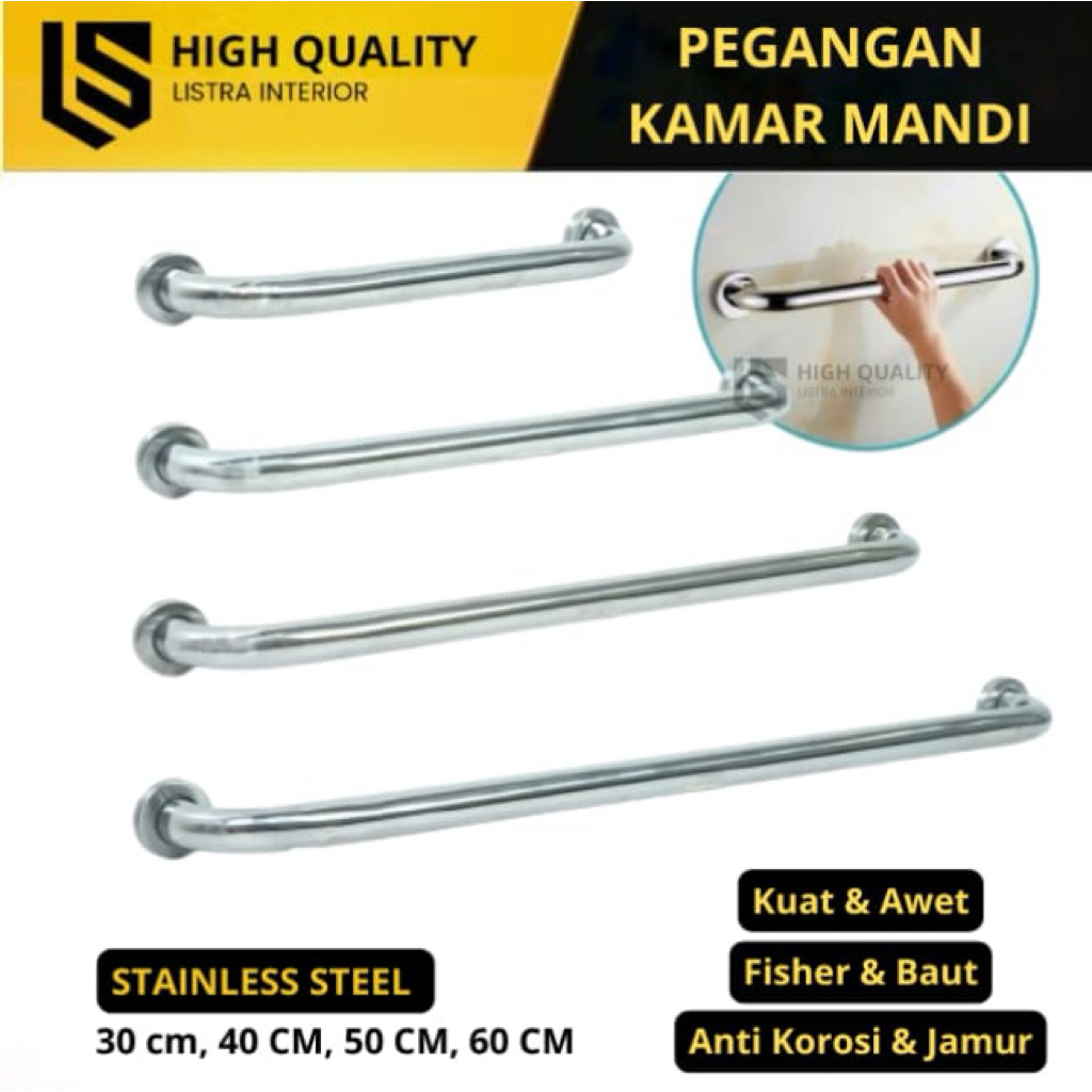 Jual 30/40/50/60cm Chrome dan Hitam Handle Kamar Mandi Pegangan Bathub ...