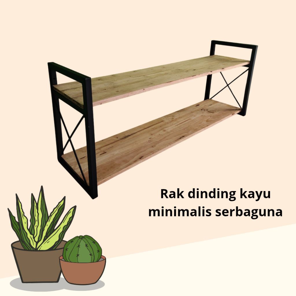 Jual Rak dinding kayu minimalis rangka besi rak kayu rak dinding kayu ...