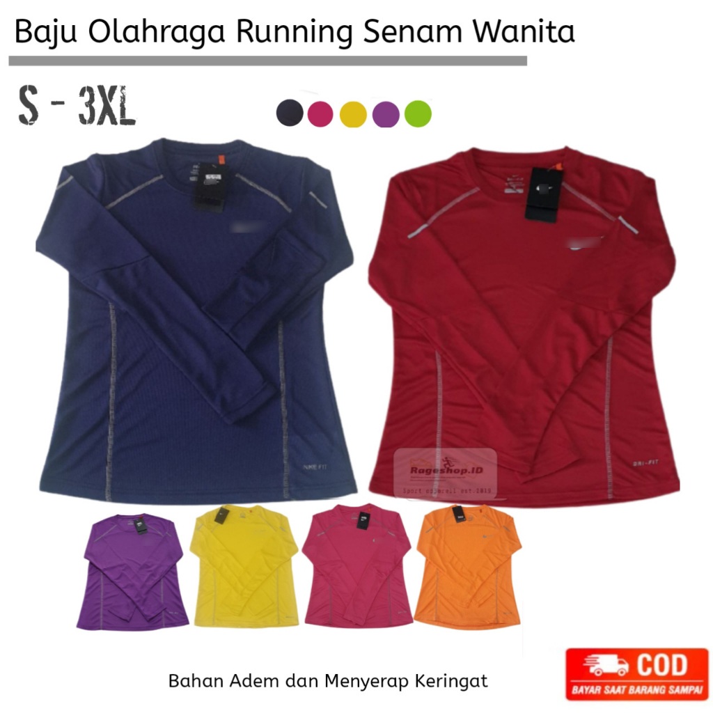 Jual KAOS OLAHRAGA WANITA BAJU LARI RUNNING SENAM GYM LADIES LENGAN ...