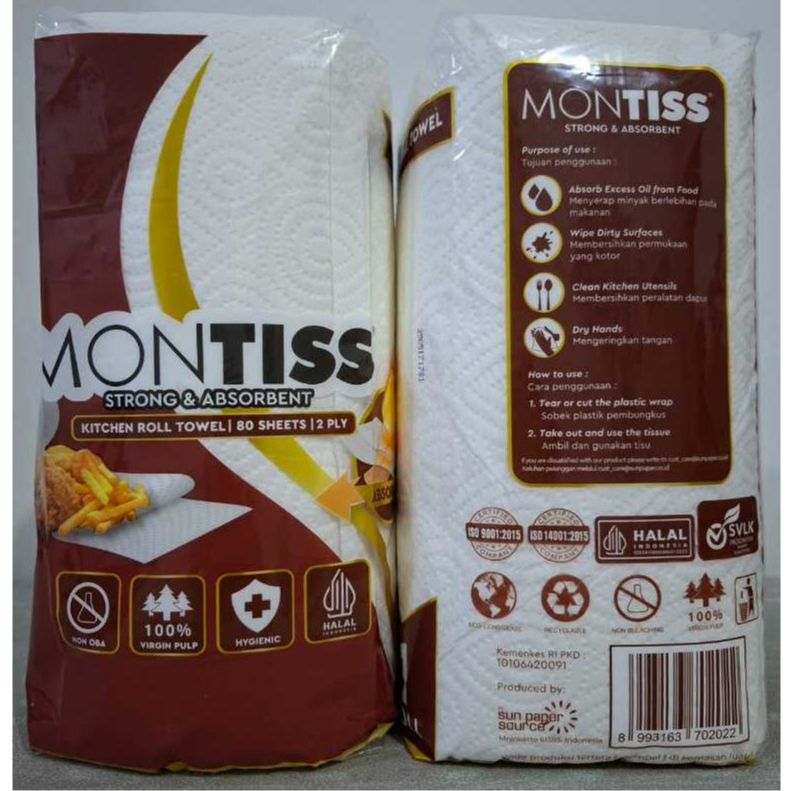 Jual MONTISS Kitchen Roll Towel 80 Sheets | Tisu Dapur Montiss Gulung ...