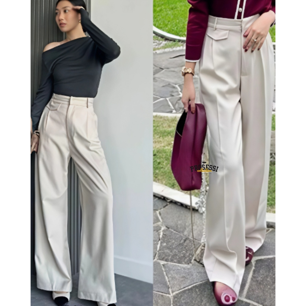 Jual Oro Pants Jumbo | Highwaist Cullote Pants - Hitam & Ivory / Celana ...
