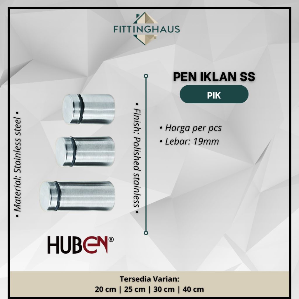 Jual Pen Iklan Huben Stainless Steel 19mm x 20 25 30 40cm | Baut ...