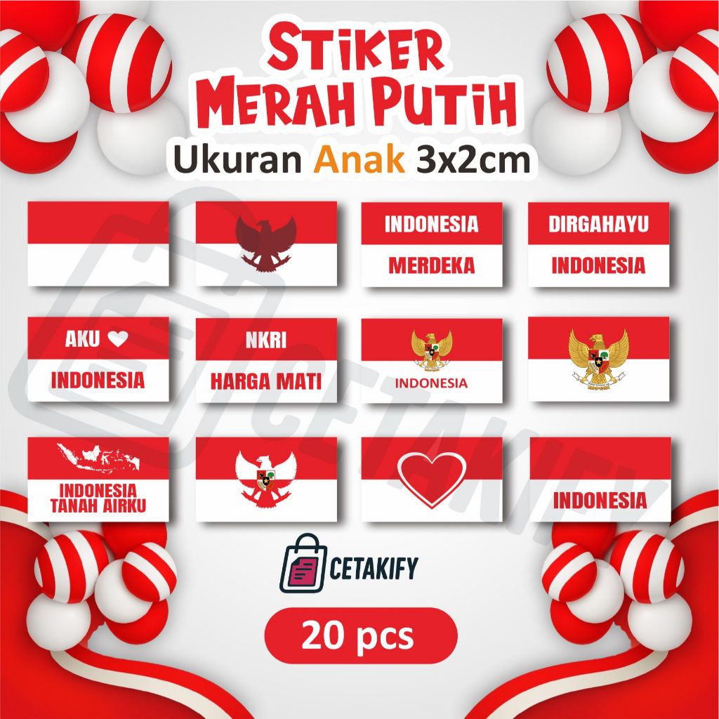 Jual Stiker Pipi Merah Putih 20 Pcs / Sticker Merah Putih | Shopee ...