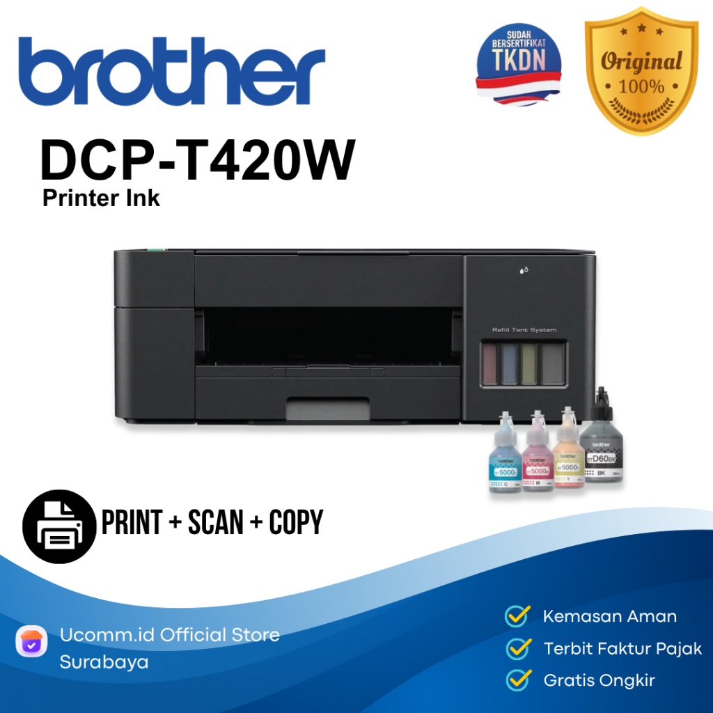 Jual Printer Brother DCP-T420W Inkjet Print Scan Copy Wifi Garansi Resmi | Shopee Indonesia