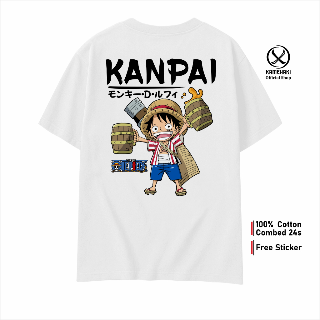 Jual KAMEHAKI Kaos Anime LUFFY KANPAI ONEPIECE PARTY Baju Distro Wibu ...