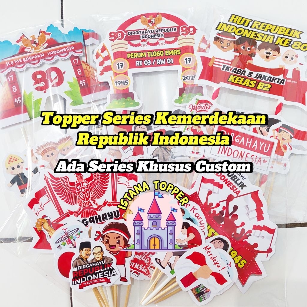 Jual TOPPER KEMERDEKAAN / Topper Tumpeng 17an/ Topper HUT RI / Gapura ...