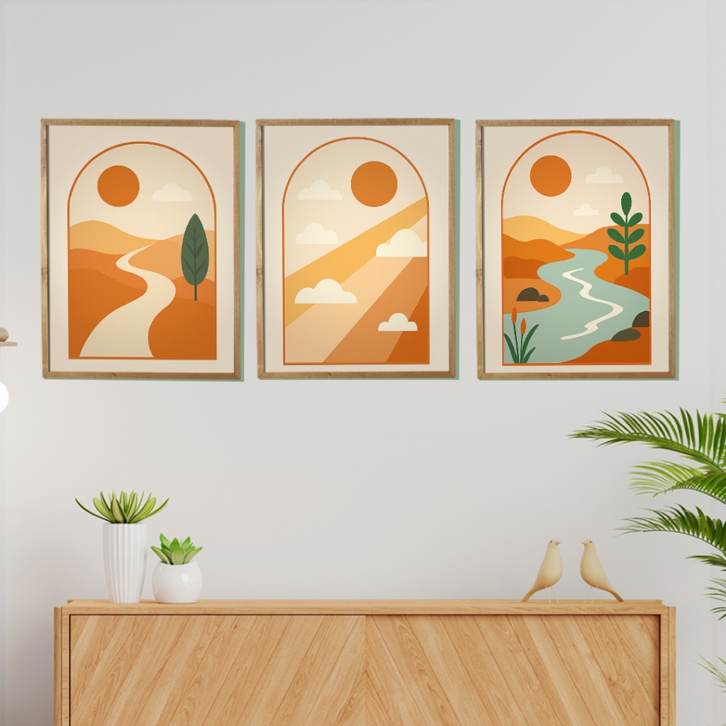 Jual SET 3 in 1 Wall Art Decor Poster Kayu Kokoh Dinding Boho Bohemian ...