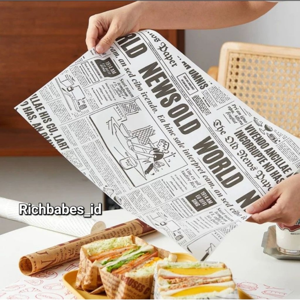 Jual Kertas Burger Wax Paper 38cmx28cm Food Wrapper Kertas Alas Roti ...