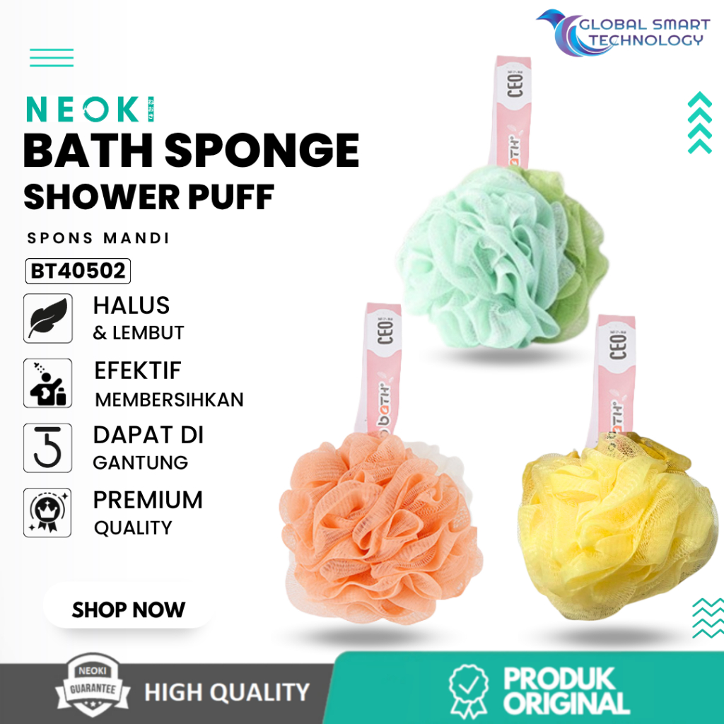 Jual NEOKI x CEO BT40502 SHOWER PUFF | BATH PUFF SPONGE SUPER PREMIUM ...