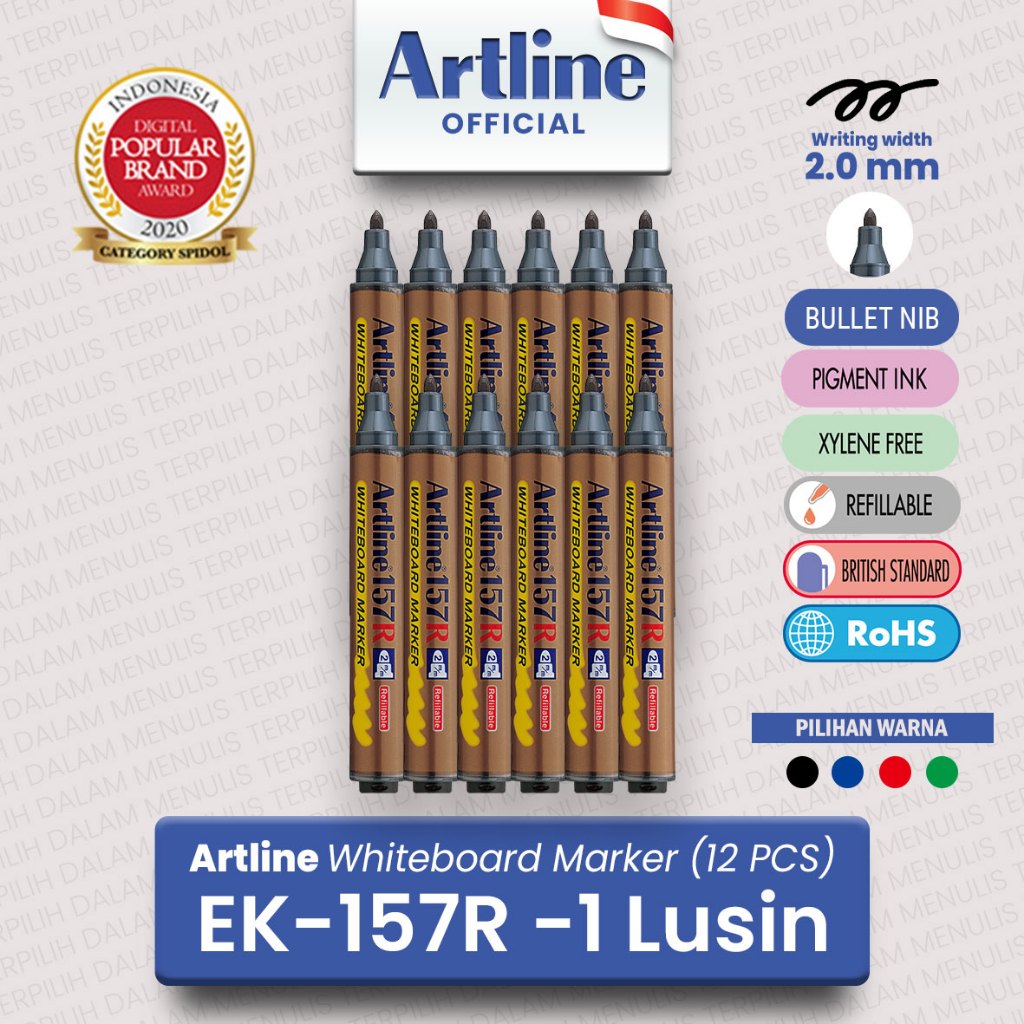 Jual (LIVE) (1 LUSIN) ARTLINE Spidol Whiteboard Marker EK-157R | Shopee ...