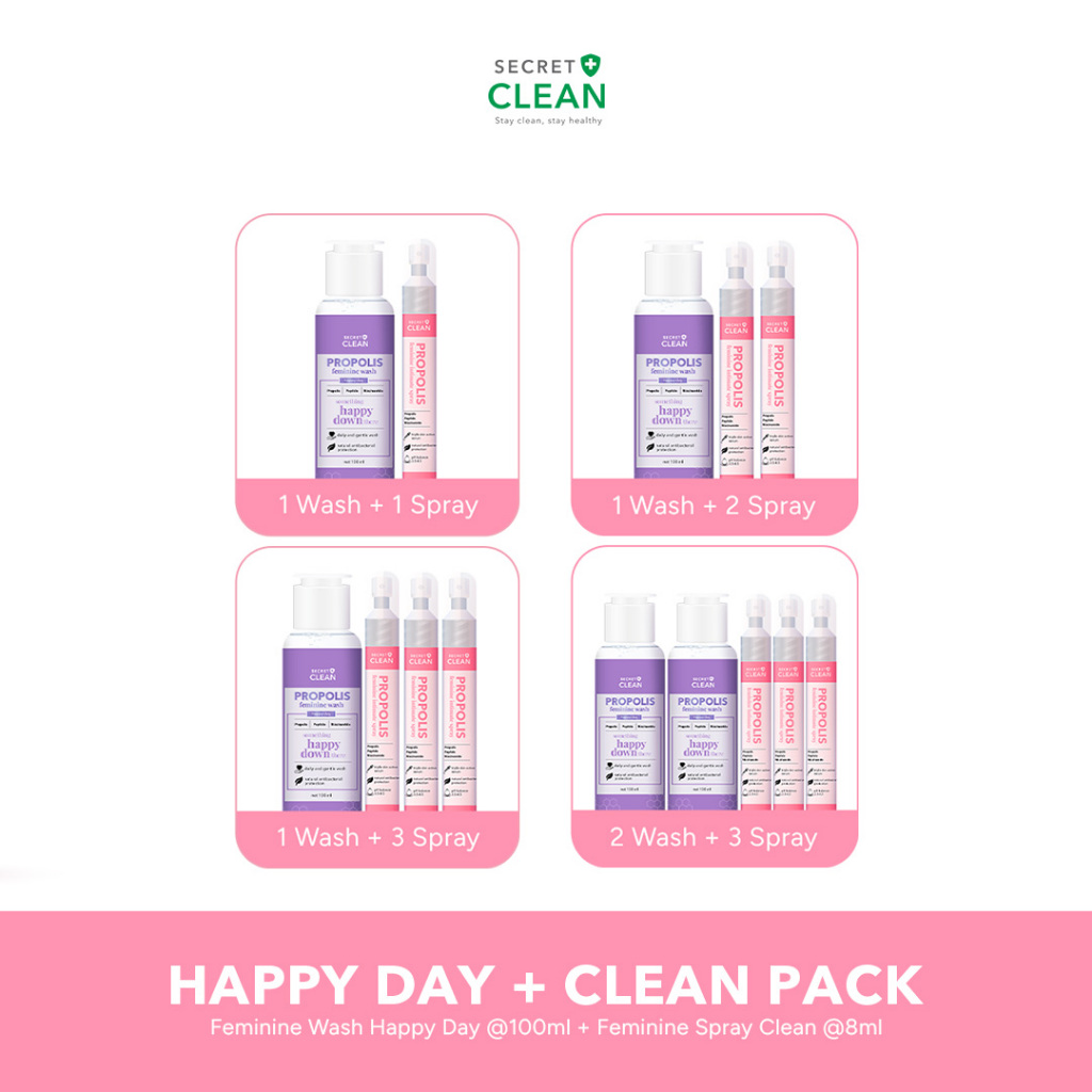 Jual [HAPPY DAY WASH + CLEAN SPRAY] Secret Clean Paket Propolis ...