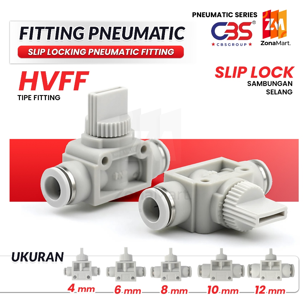 Jual Pneumatic Hand Valve Switch HVFF Fitting Slip Lock Selang 4mm 6mm 8mm 10mm 12mm Quick ...