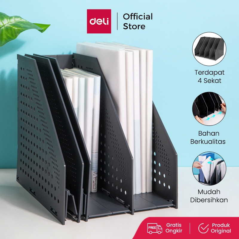Jual Deli Magazine Container / Rak Buku / File Tray Plastik 4 Sekat ...