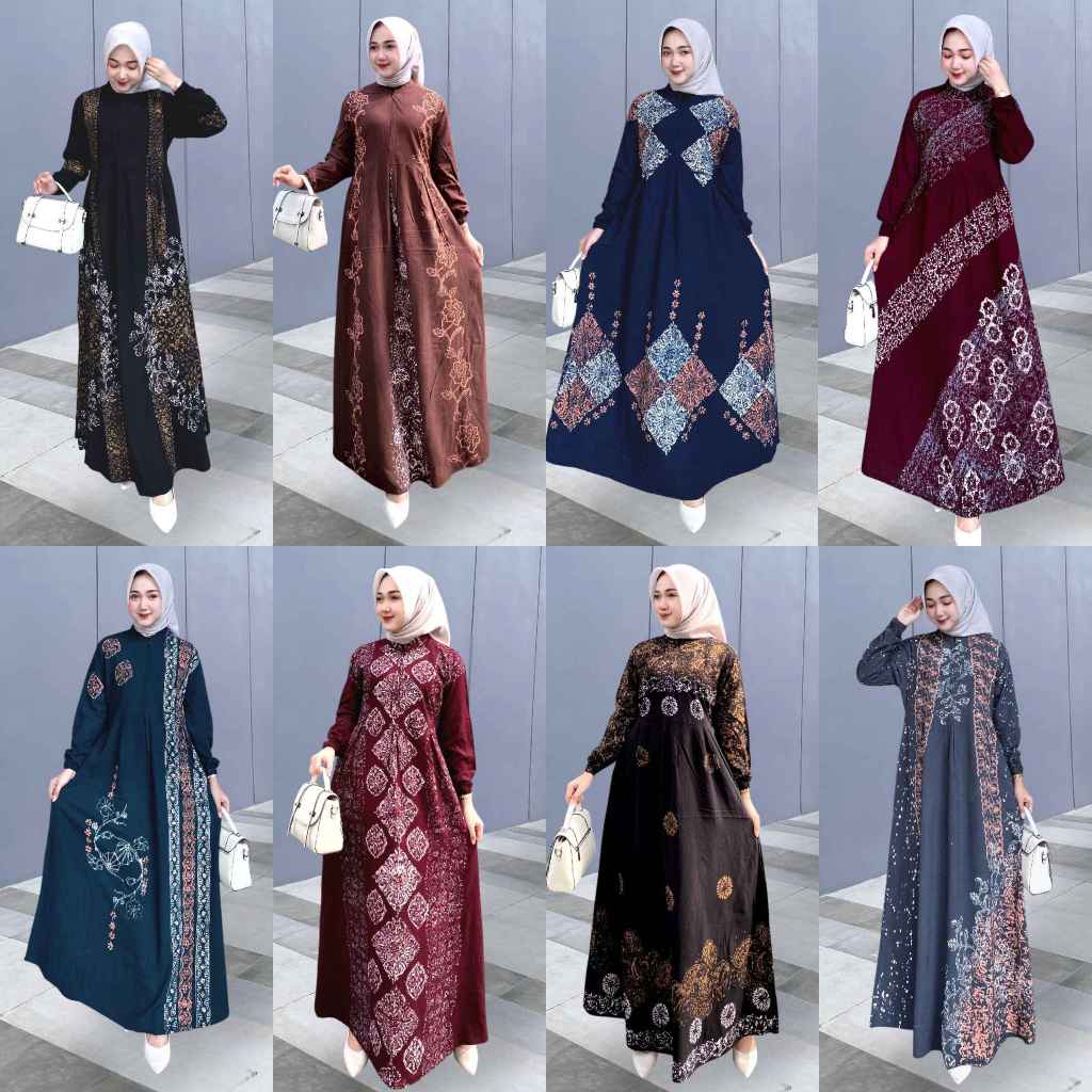 Jual Gamis Rayon Twill Premium Model Flowy Terbaru Motif Batik Cap ...