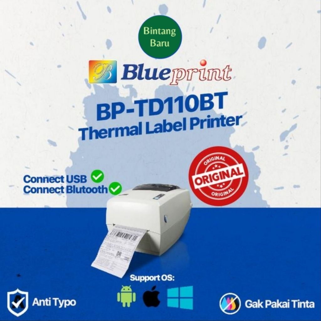 Jual Printer Thermal BP-TD110BT label Resi pengiriman / online A6 ...