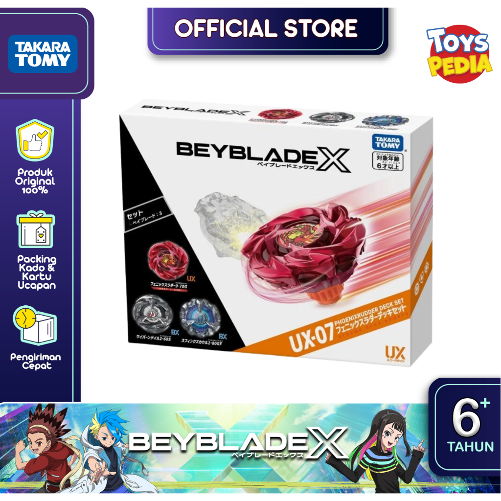 Jual Beyblade X UX-07 Deck Set – Battle Ready Phoenix Rudder Series ...