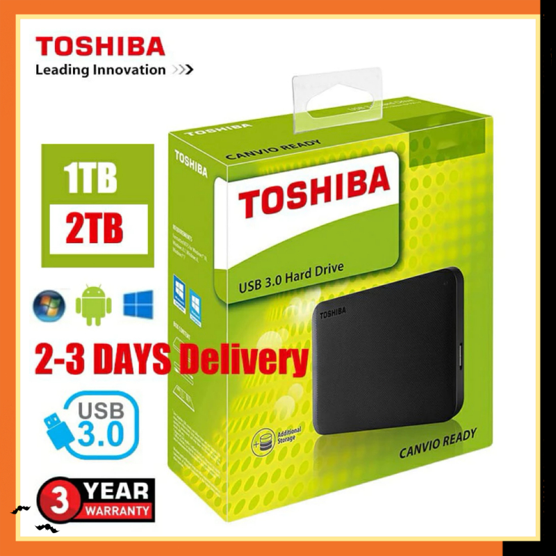 Jual 【Ready Stock】100% Asli Toshiba Canvio Basic 1TB/2TB HD Hardisk Eksternal/ HDD External USB ...