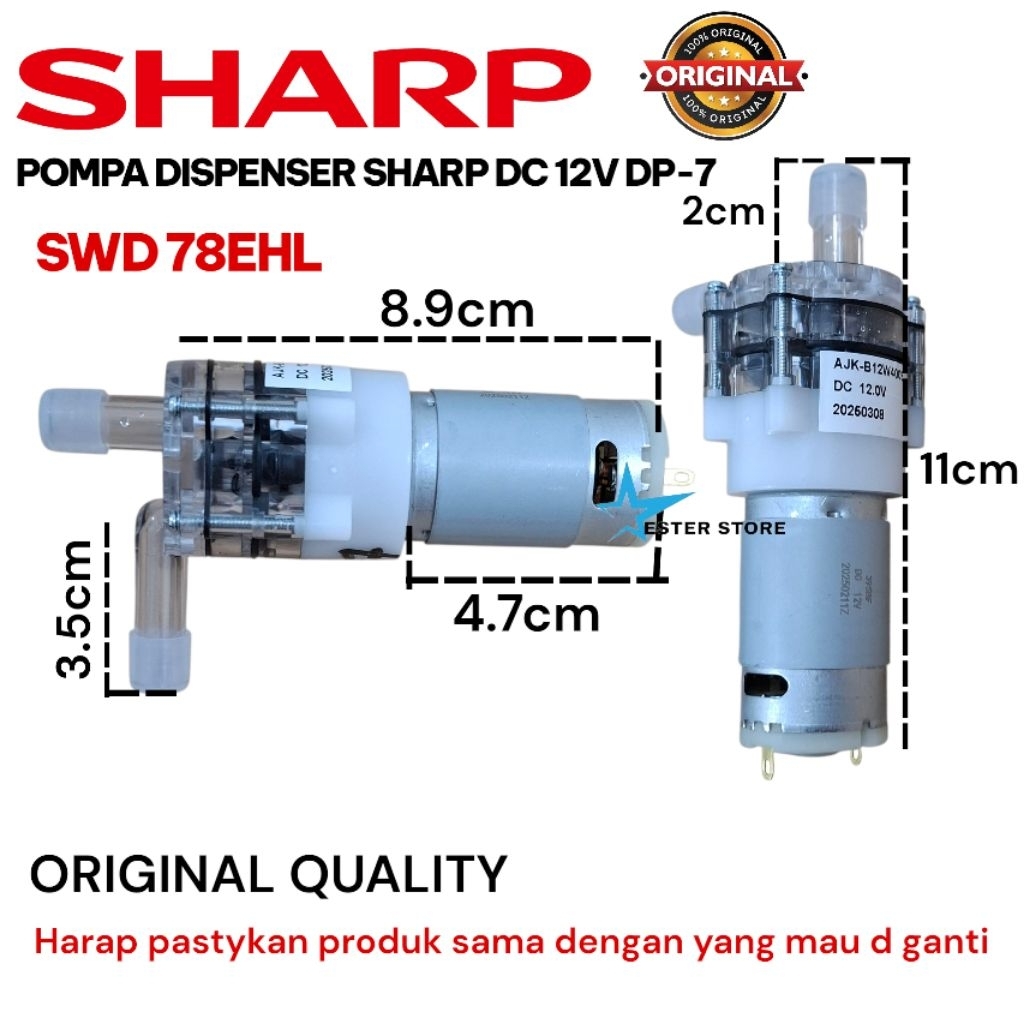 Jual SHARP SWD 78EHL Pompa Dinamo Dispenser Sharp ORIGINAL DC12.0V/Dinamo Pompa dispenser Galon ...