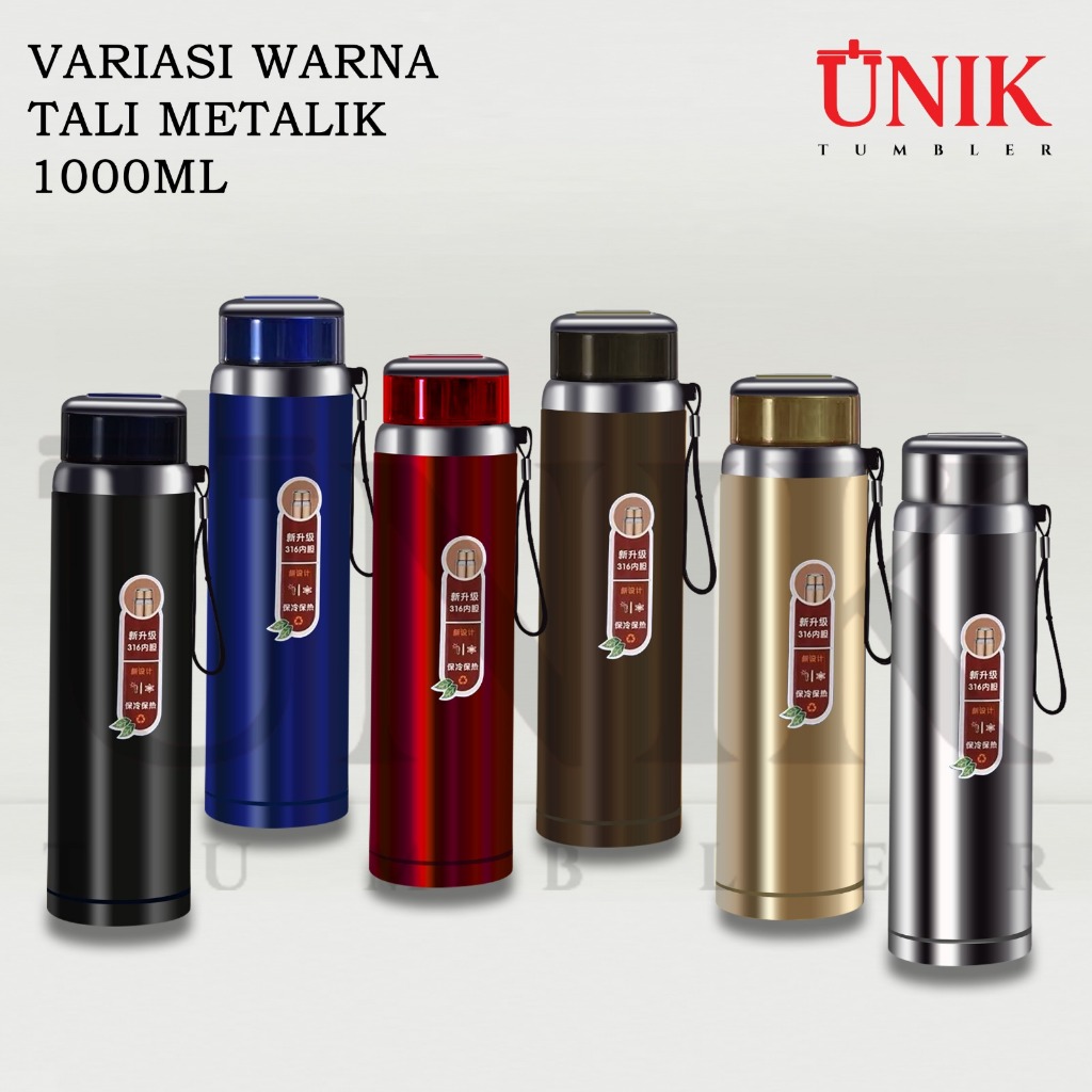 Jual Tumbler Tali Metalik 1000ML - MJG8063 SUS 316 Botol Minum Elegan ...