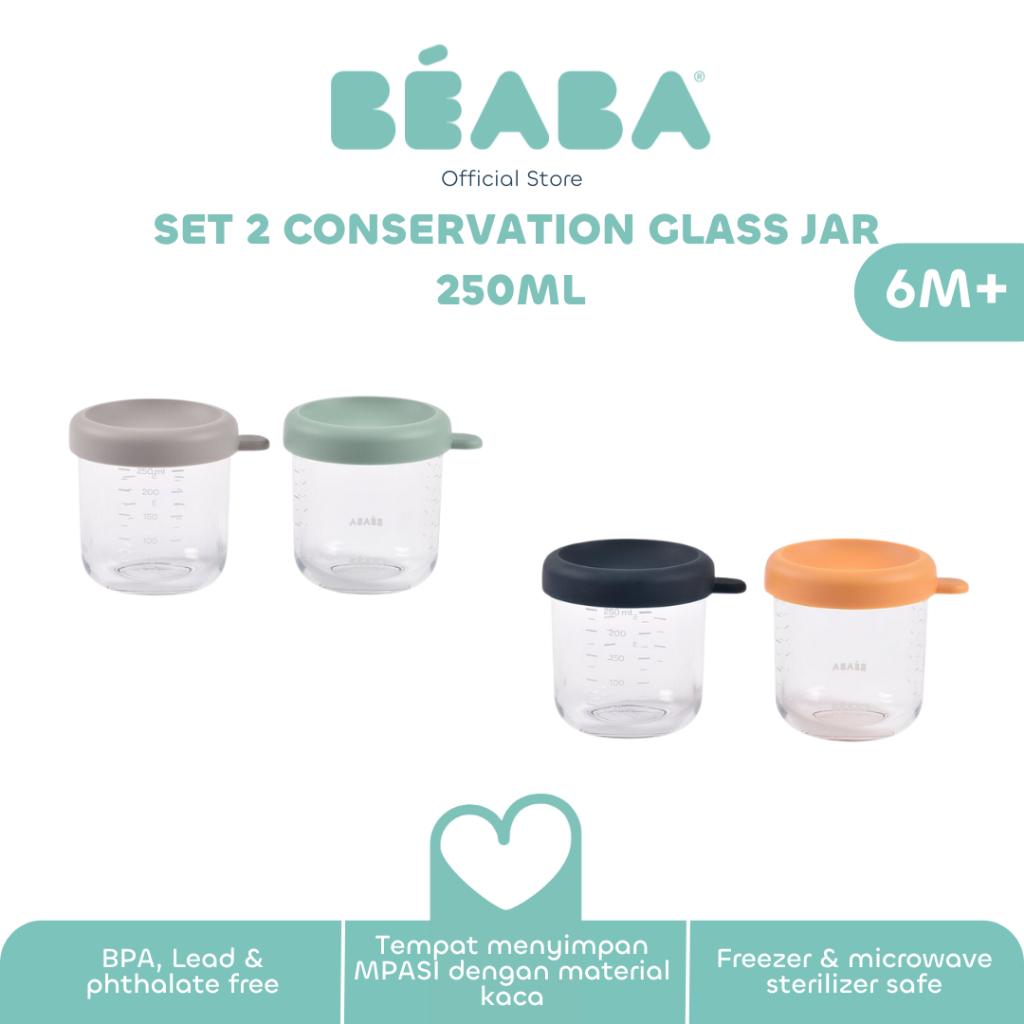 Jual [NEW PRODUCT] Beaba Set 2 Conservation Glass Jar 250 mL - Wadah ...